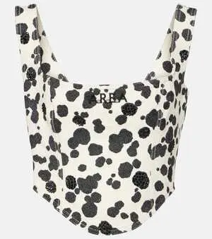 AREA Dalmatian Embellished Corset - White