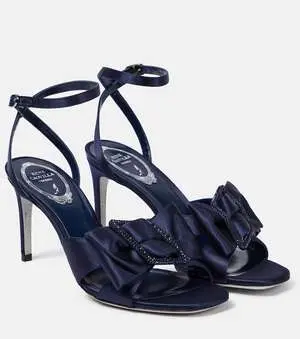 Rene Caovilla Embellished Bow Detail Satin Sandals
