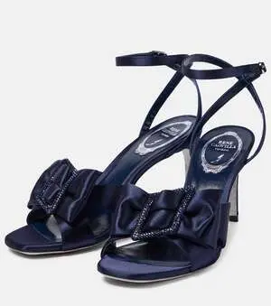 Rene Caovilla Embellished Bow Detail Satin Sandals