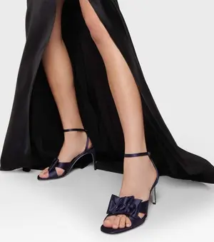 Rene Caovilla Embellished Bow Detail Satin Sandals