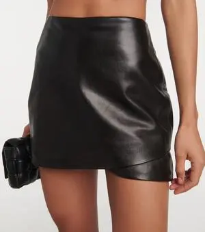 THE SEI Asymmetric Leather Miniskirt