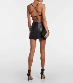 THE SEI Asymmetric Leather Miniskirt