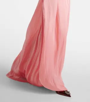 Costarellos Charmain Plisse Georgette Gown - Pink