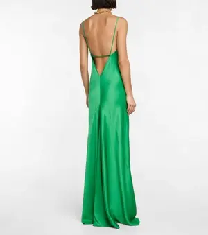 Victoria Beckham Satin Gown - Green