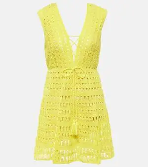 Anna Kosturova Bianca Cotton Crochet Minidress - Yellow