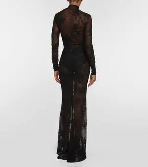 Alaïa Floral Mesh Maxi Skirt