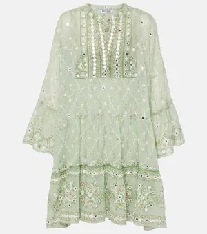 JULIET DUNN Embroidered Mini Dress