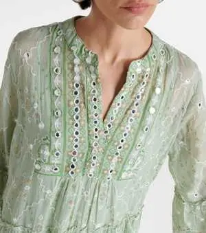 JULIET DUNN Embroidered Mini Dress