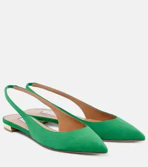 AQUAZZURA Purist Suede Slingback Flats