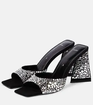 Attico Mini Devon 85 Embellished Mules - Silver
