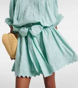 JULIET DUNN Embroidered Cotton Poplin Shirt Dress