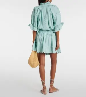 JULIET DUNN Embroidered Cotton Poplin Shirt Dress