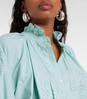 JULIET DUNN Embroidered Cotton Poplin Shirt Dress