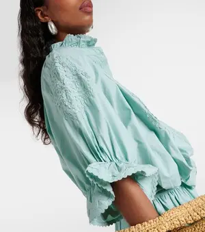JULIET DUNN Embroidered Cotton Poplin Shirt Dress