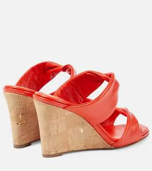 AQUAZZURA Twist Leather Wedge Sandals - Orange