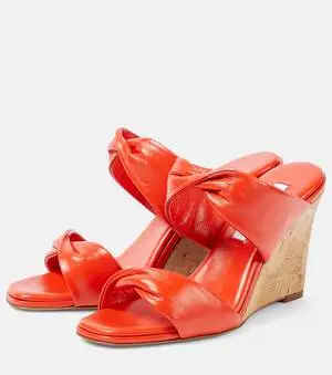 AQUAZZURA Twist Leather Wedge Sandals - Orange
