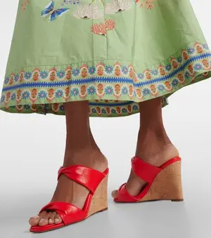 AQUAZZURA Twist Leather Wedge Sandals - Orange