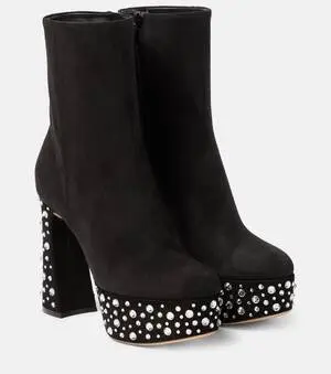GIANVITO ROSSI Crystal Holly Platform Ankle Boots