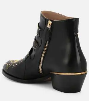 Chloé Susanna Studded Leather Ankle Boots - Black