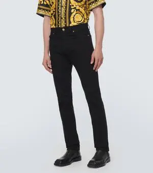 Versace Embellished Mid-rise Straight Jeans