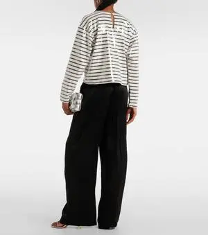 FRAME Sequined Striped Cotton Top