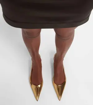 Dolce & Gabbana Metallic Patent Leather Slingback Pumps - Gold