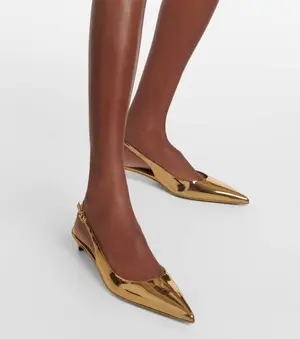 Dolce & Gabbana Metallic Patent Leather Slingback Pumps - Gold