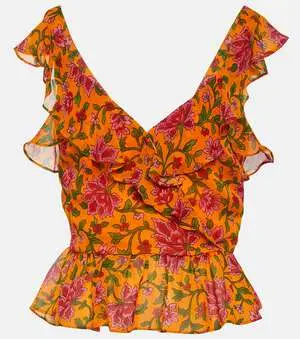 Veronica Beard Floral Silk Top