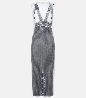 JEAN PAUL GAULTIER Trompe L'oeil Jersey Midi Dress - White