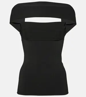 TOTEME Cutout Ribbed-knit Top - Black