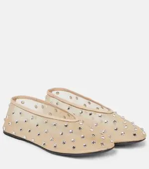 Khaite Marcy Crystal-embellished Ballet Flats - Beige