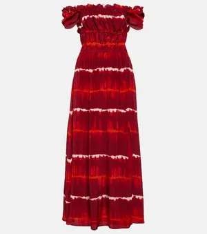 Altuzarra Printed Off-shoulder Silk Midi Dress
