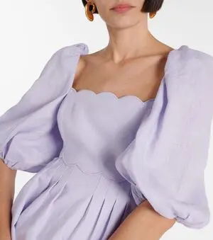 Zimmermann Halliday Scalloped Linen Minidress