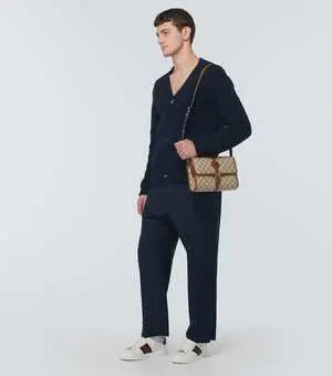 Gucci Ace Web Stripe Leather Sneakers - Multicoloured
