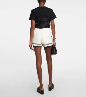 Sacai Drawstring Tweed Shorts - White