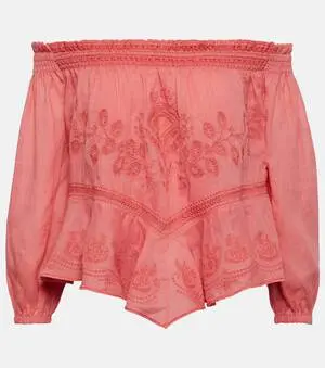 Isabel Marant Erine Embroidered Off-shoulder Top
