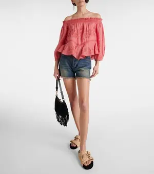 Isabel Marant Erine Embroidered Off-shoulder Top