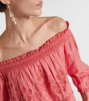 Isabel Marant Erine Embroidered Off-shoulder Top