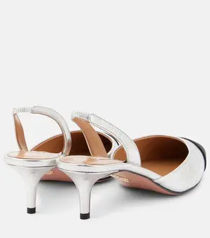 AQUAZZURA Milanese Metallic Leather Slingback Pumps