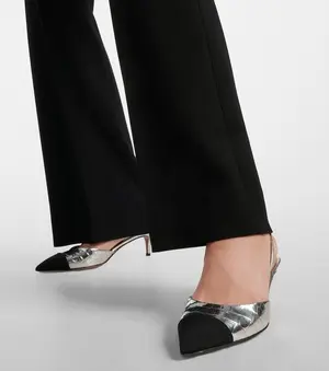 AQUAZZURA Milanese Metallic Leather Slingback Pumps
