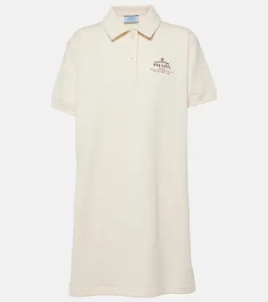 Prada Logo Cotton Fleece Polo Dress
