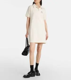 Prada Logo Cotton Fleece Polo Dress