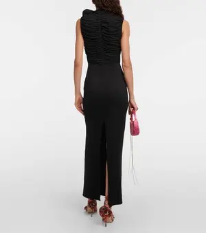Magda Butrym Floral-applique Ruched Maxi Dress