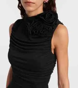 Magda Butrym Floral-applique Ruched Maxi Dress