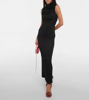 Magda Butrym Floral-applique Ruched Maxi Dress
