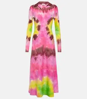 Gabriela Hearst Tie-dye Cashmere And Silk Midi Dress - Multicoloured
