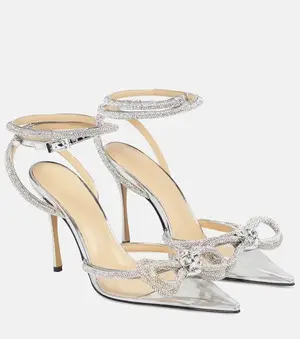 Mach & Mach Double Bow Embellished Pumps - Silver
