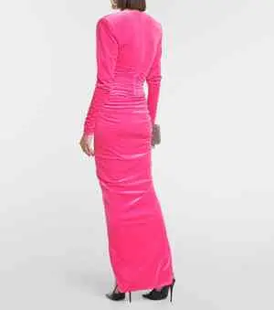 Alexandre Vauthier Velvet Draped Midi Dress