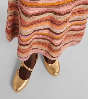 GIANVITO ROSSI Elda Metallic Leather Espadrilles - Gold