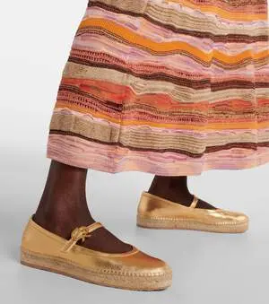 GIANVITO ROSSI Elda Metallic Leather Espadrilles - Gold